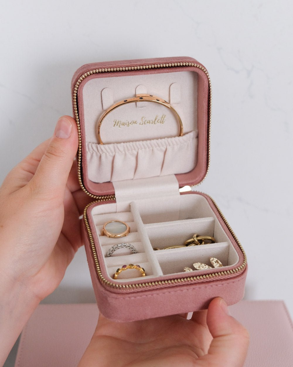 Corinne Velvet Travel Jewelry Box | Scarlett House – Maison Scarlett